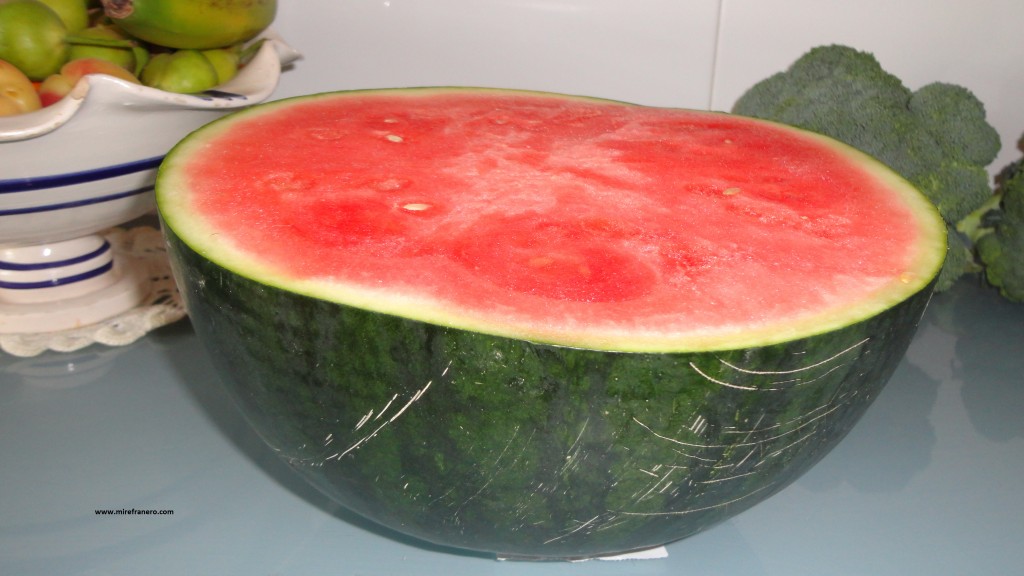 La sandia, que es colorada, tiene lo verde por fuera. - mirefranero.com